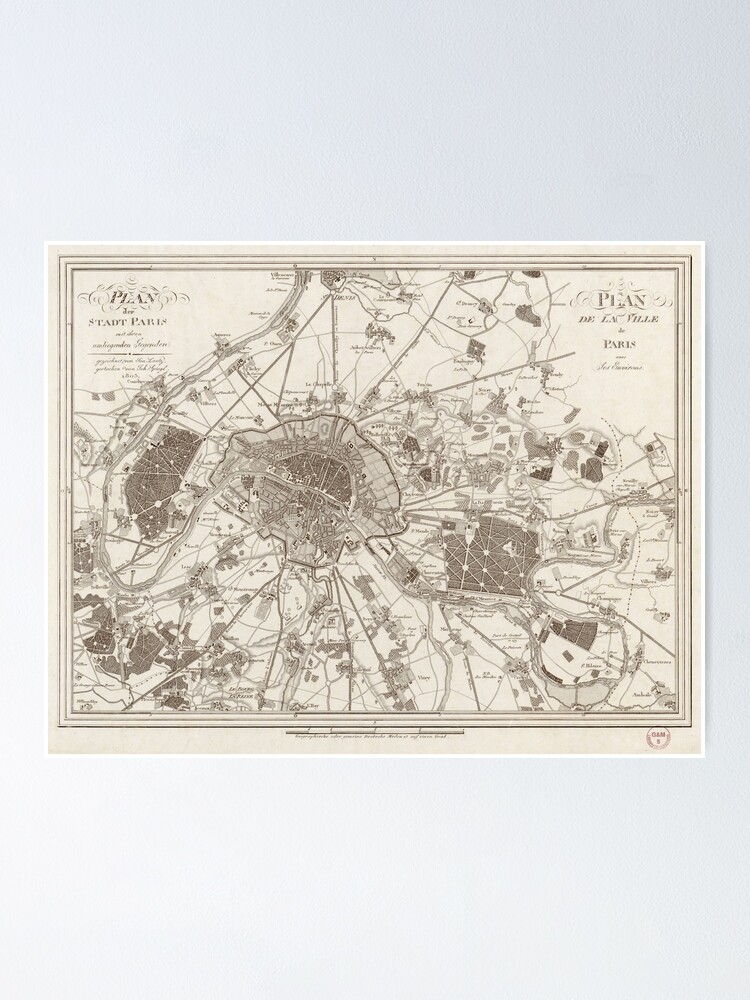 "Vintage Map of Paris France (1805)" Poster by BravuraMedia | Redbubble