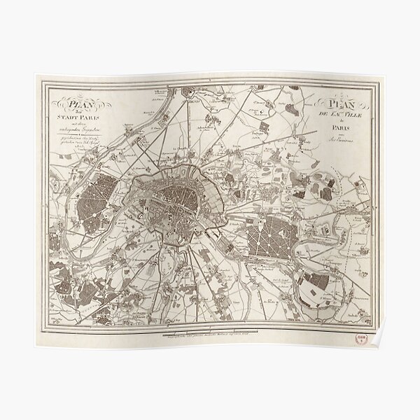 "Vintage Map of Paris France (1805)" Poster by BravuraMedia | Redbubble