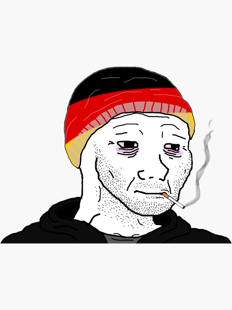 "Doomer Wojak - Germany" Sticker for Sale by AztecaPixels | Redbubble