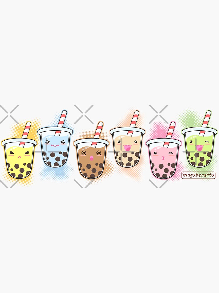 "Bubble Tea Friends" Sticker for Sale by beaglecakes | Redbubble