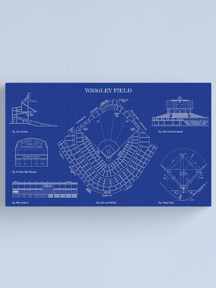 "Wrigley Field (Blueprint)" Canvas Print for Sale by BLUE GALAXY ...