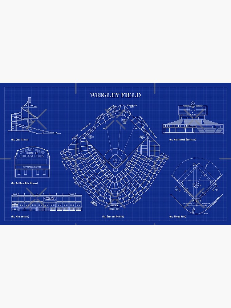 "Wrigley Field (Blueprint)" Canvas Print for Sale by BLUE GALAXY ...