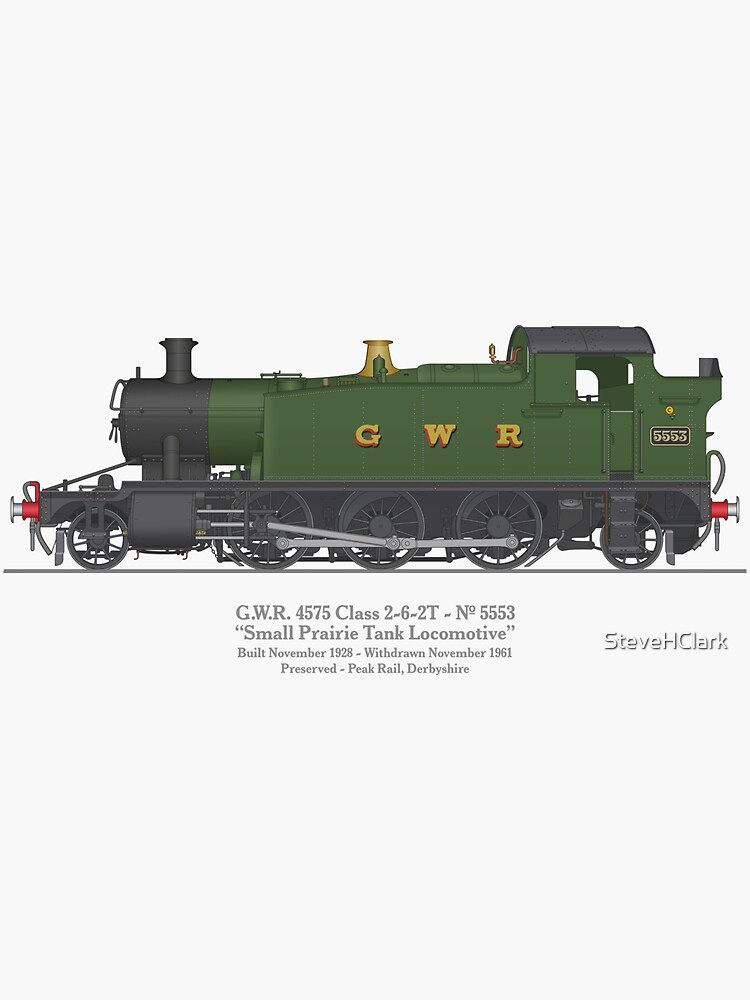 "GWR Small Prairie Class 4575 Tank Locomotive Number 5553" Sticker for ...