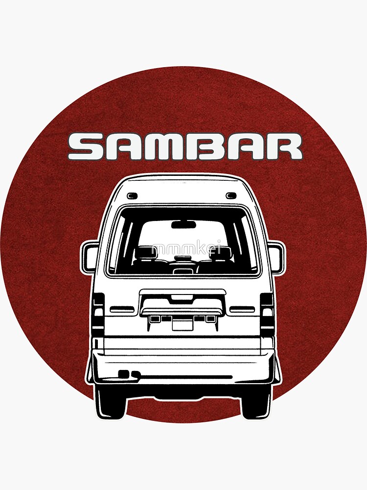 "Kei Van Subaru Sambar Dias, Tiny Japanese Van Outline" Sticker for ...