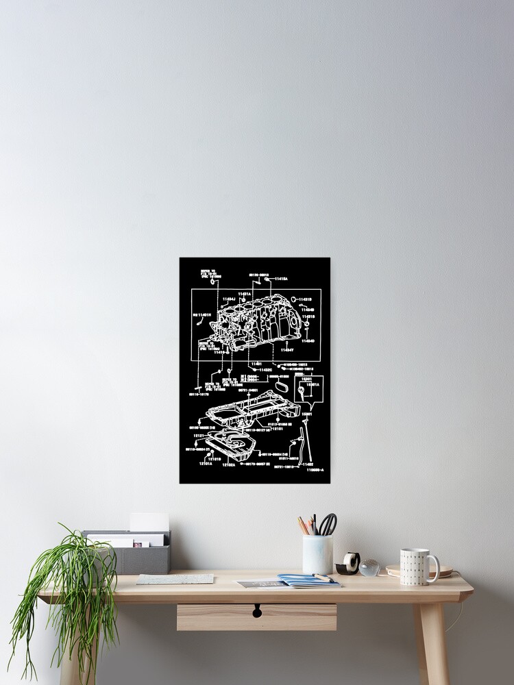 "2JZ-GE JDM Supra Engine Exploded Blueprint" Poster for Sale by ...