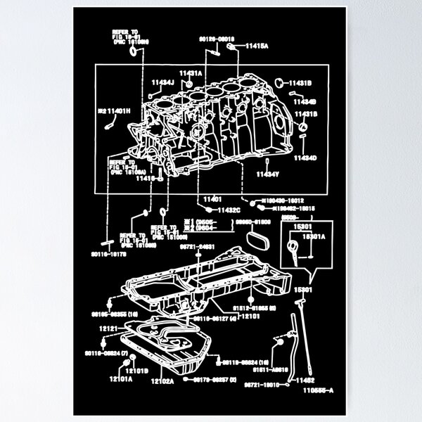 "2JZ-GE JDM Supra Engine Exploded Blueprint" Poster for Sale by ...