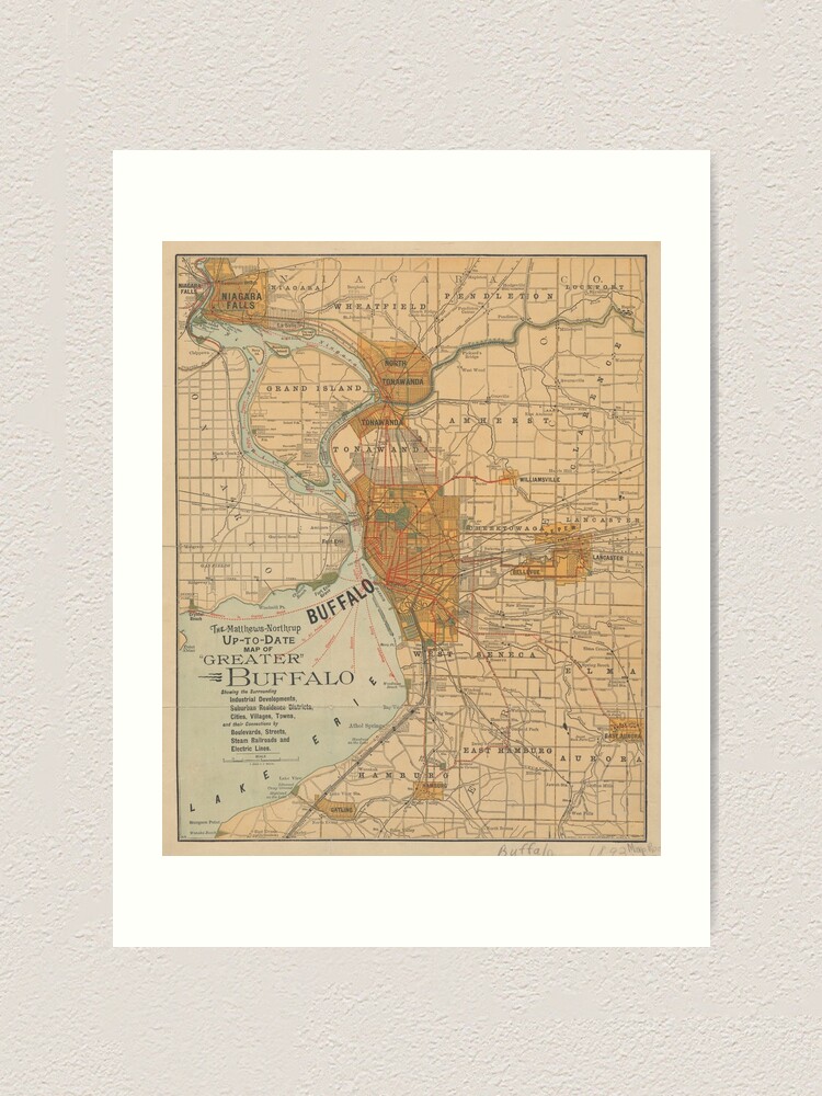 "Vintage Map of Buffalo NY (1893)" Art Print for Sale by BravuraMedia ...