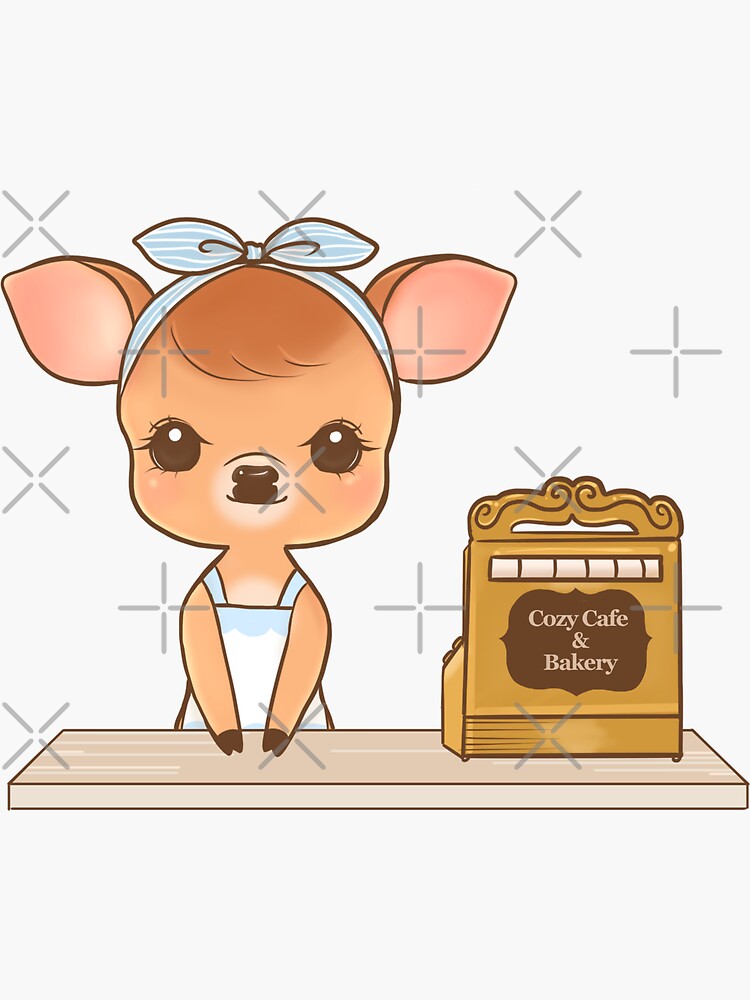 "Welcome to Cozy Cafe and Bakery Kawaii Pud Cashier " Sticker for Sale ...