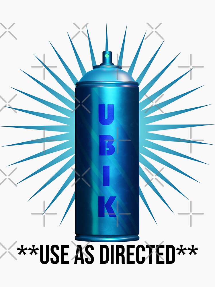 "UBIK - USE AS DIRECTED" Sticker for Sale by eery-art | Redbubble