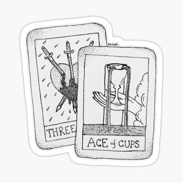 "Tarot Cards Fine Line" Sticker for Sale by aartbylilli | Redbubble