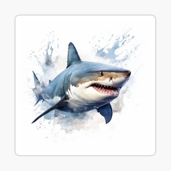 "Great white shark" Sticker by rockylagoon | Redbubble