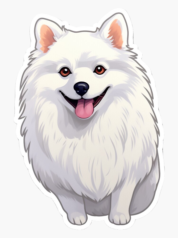 "Cute Smiling Japanese Spitz Dog" Sticker for Sale by ReeHub | Redbubble