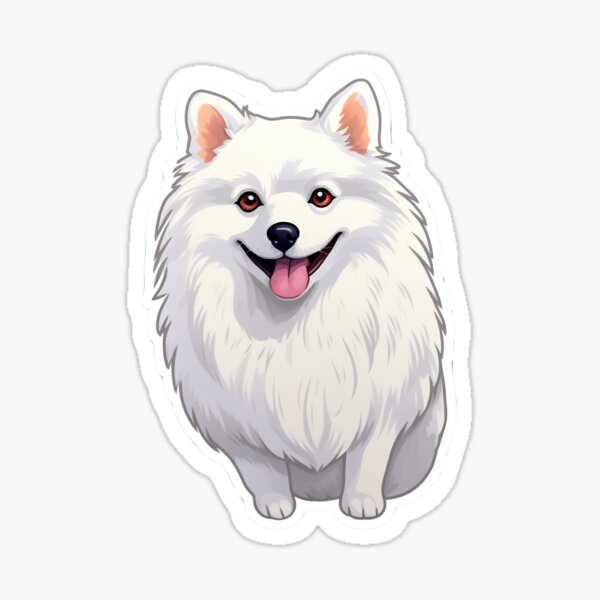 "Cute Smiling Japanese Spitz Dog" Sticker for Sale by ReeHub | Redbubble