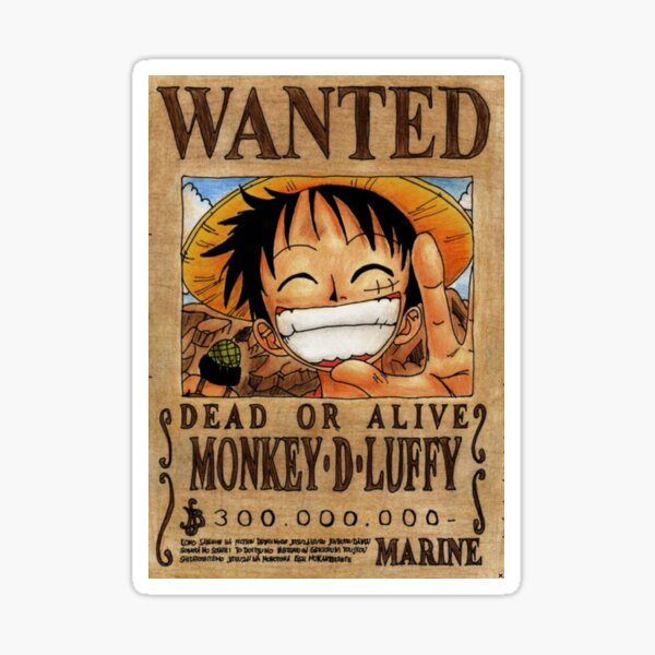 "LUFFY WANTED POSTER" Sticker for Sale by RAIDXSTORE | Redbubble