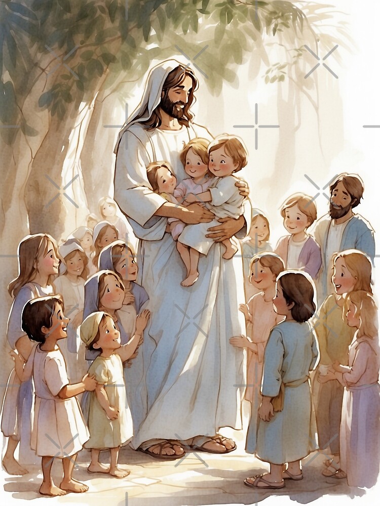 "Christian Art Decor of Jesus and Children - Christian Catholic" Poster ...