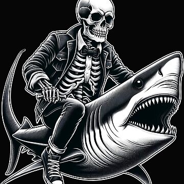 "Gothic Fashionable Skeleton Rides Shark" Sticker for Sale by ...