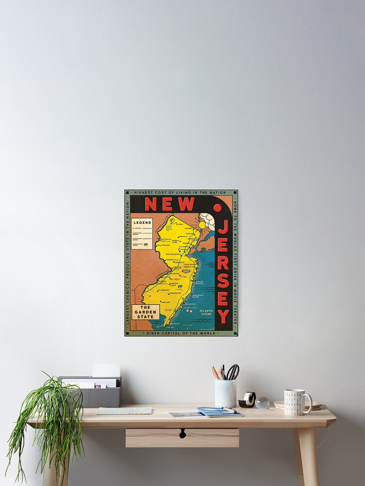 "Retro New Jersey Map" Poster for Sale by Threespeed | Redbubble