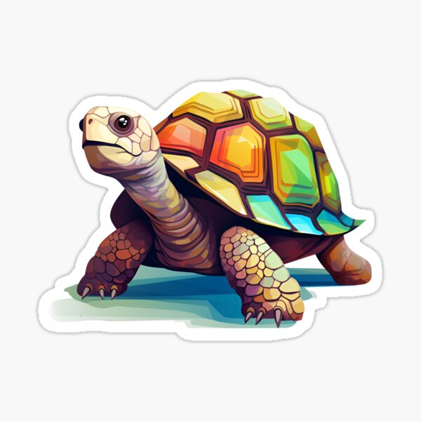 "Cartoon Style Tortoise Turtle Sticker, wall arts, Art Prints and More ...