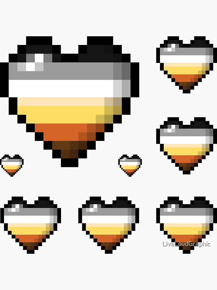 "Large Pixel Heart Design in Gay Bear Pride Flag Colors" Sticker for ...