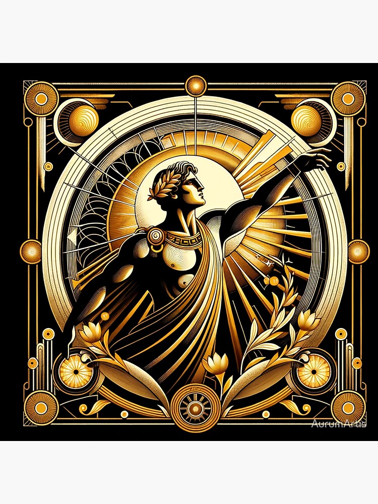 "The Gilded Dawn: Apollo's Art Deco Ascendancy" Sticker for Sale by ...
