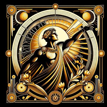 "The Gilded Dawn: Apollo's Art Deco Ascendancy" Sticker for Sale by ...