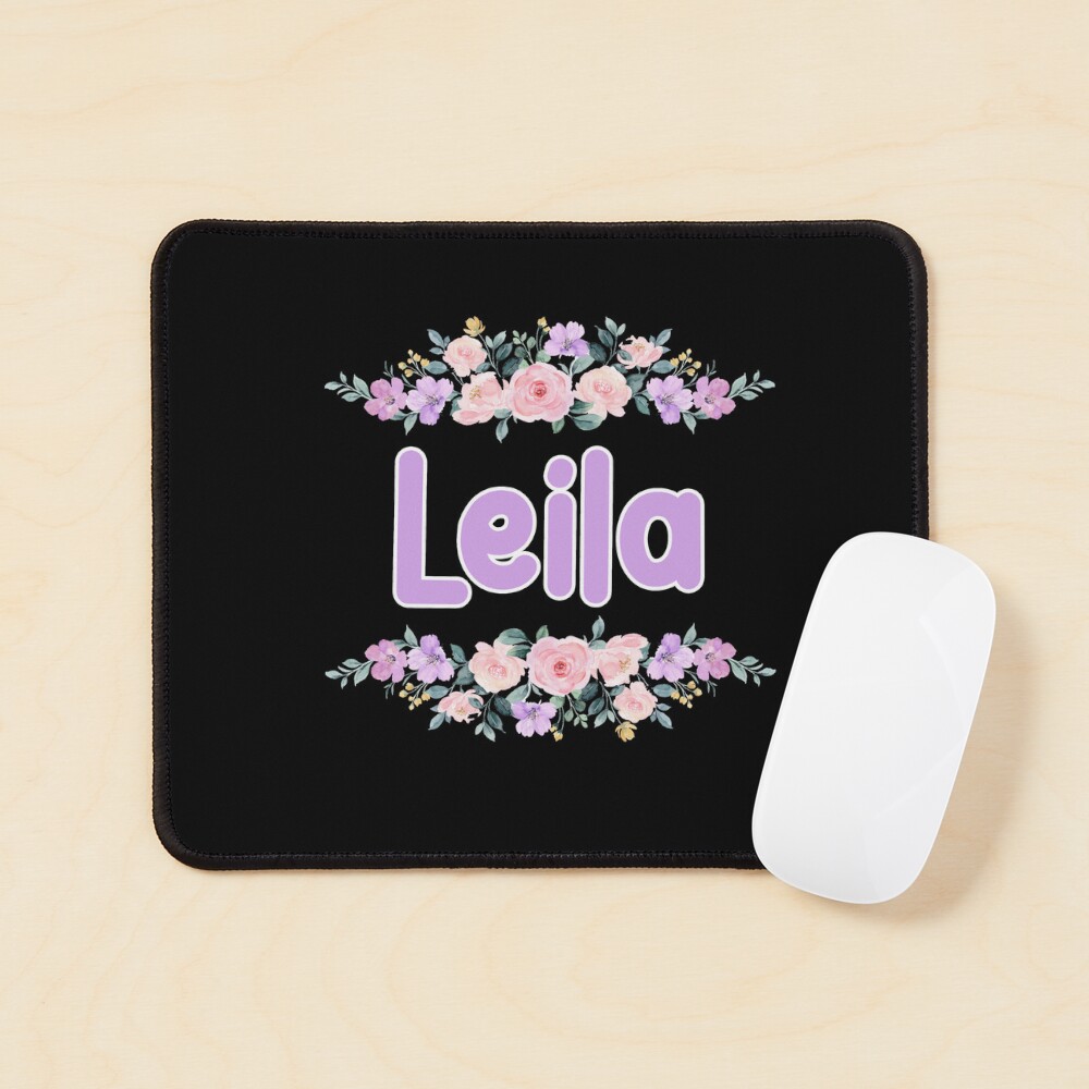 "Purple Flower Leila Name Label (Black)" Sticker for Sale by ...