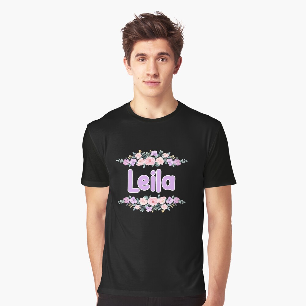 "Purple Flower Leila Name Label (Black)" Sticker for Sale by ...