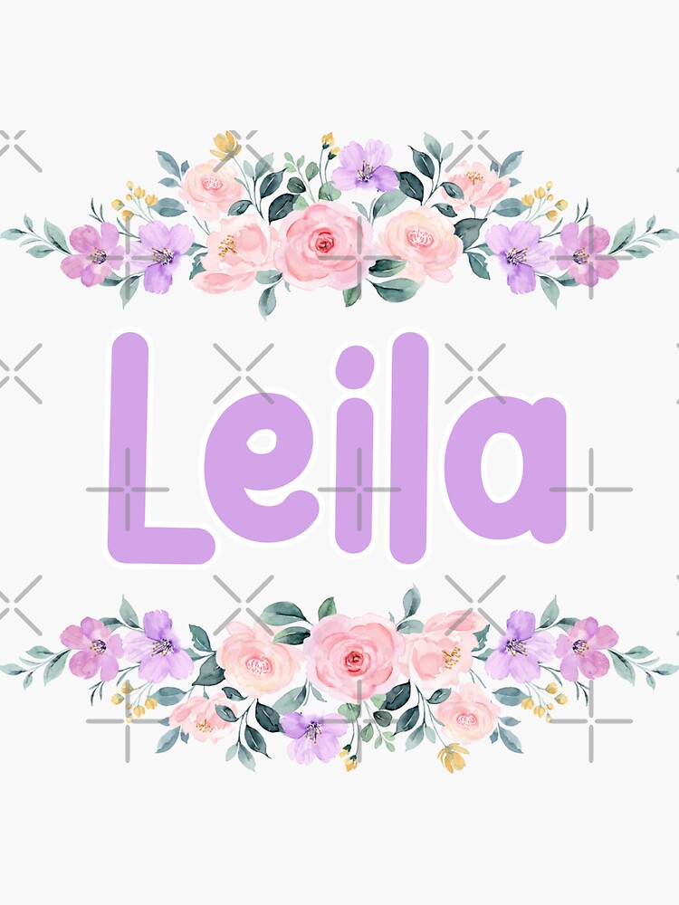 "Purple Flower Leila Name Label " Sticker for Sale by NormadWorld | Redbubble