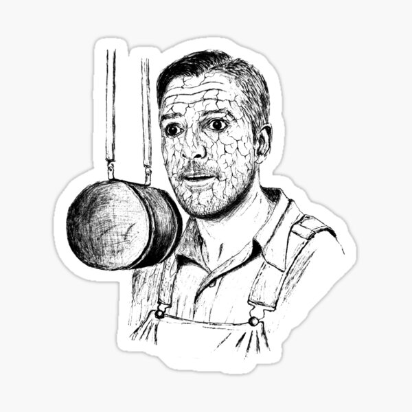 "Poor George Clooney Black Portrait Pen Drawing Transparent" Sticker ...