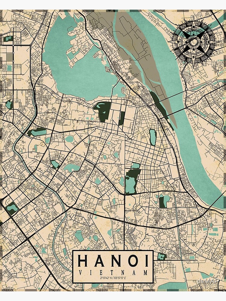 "Hanoi City Map of Vietnam - Vintage" Poster for Sale by deMAP | Redbubble
