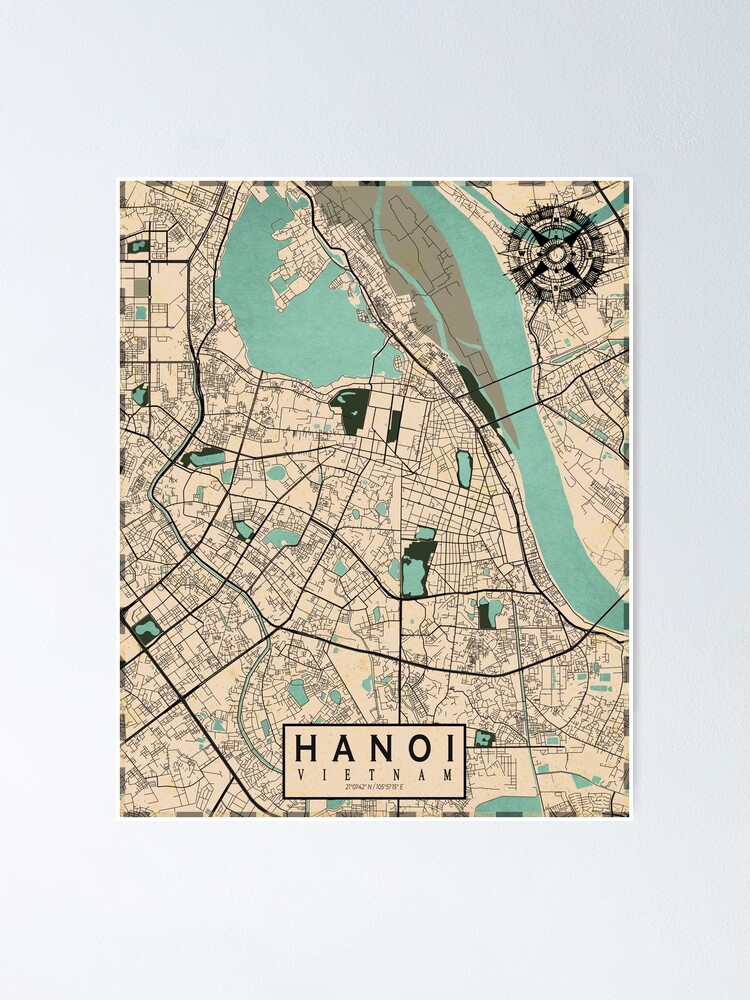 "Hanoi City Map of Vietnam - Vintage" Poster for Sale by deMAP | Redbubble