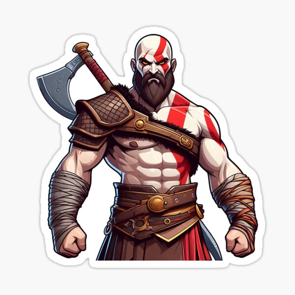 "Kratos - God of War " Sticker for Sale by BubbleTrouble4 | Redbubble