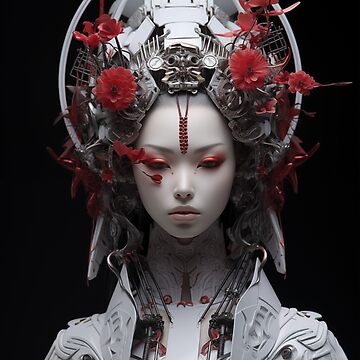 "Chinese anime manga cyberpunk geisha techno asian hair" Sticker for ...