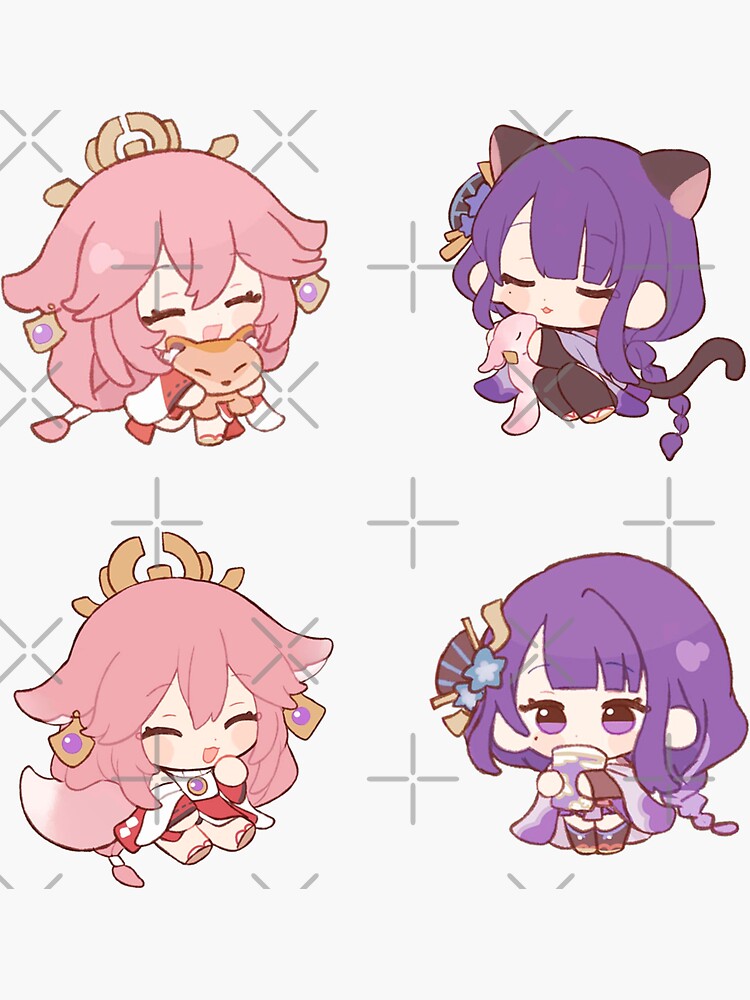 "Yae Miko Raiden Shogun Cute Chibi Kawaii - Genshin Impact" Sticker for Sale by Sara2806 | Redbubble
