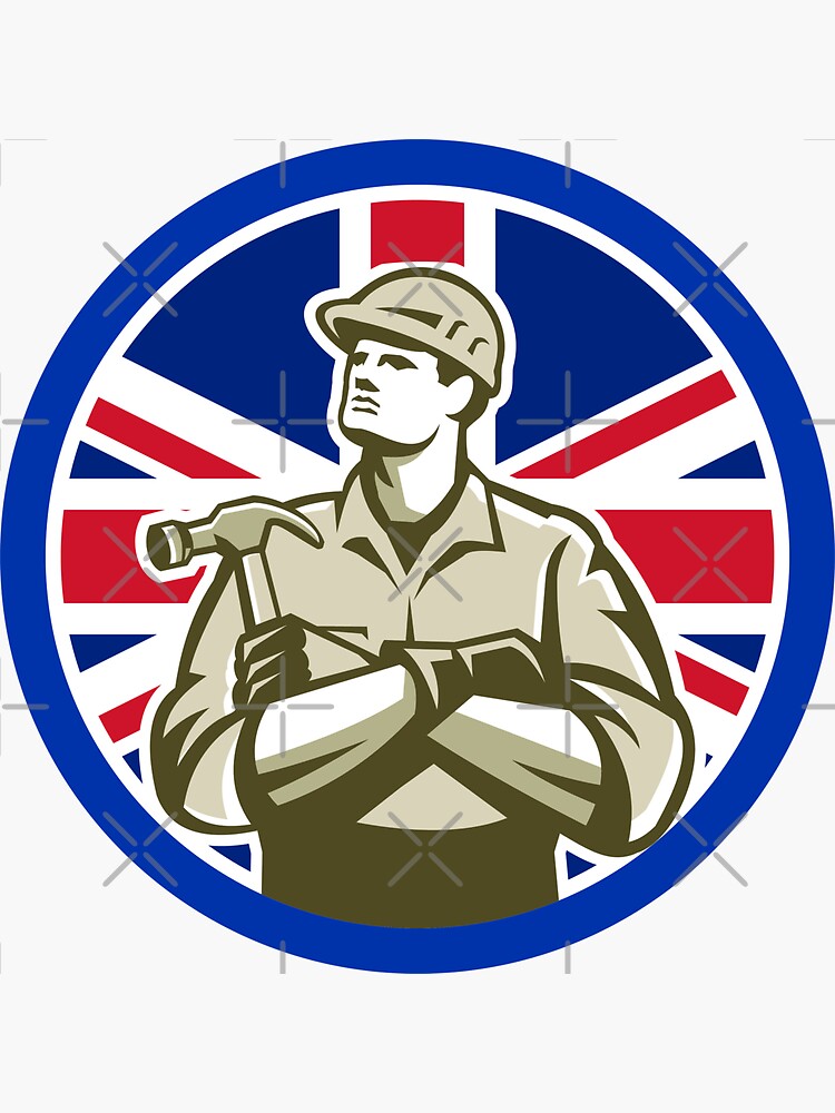 "British Builder Union Jack Flag Icon" Sticker for Sale by patrimonio ...