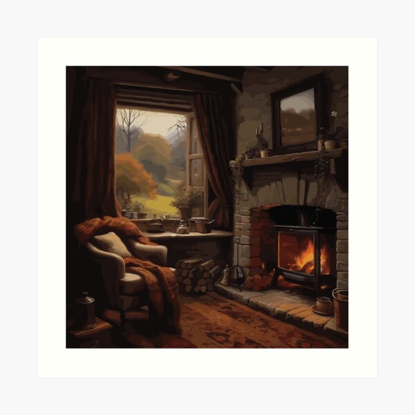 "Cozy Fireplace Nook - Cottagecore Aesthetic" Art Print for Sale by universepod | Redbubble