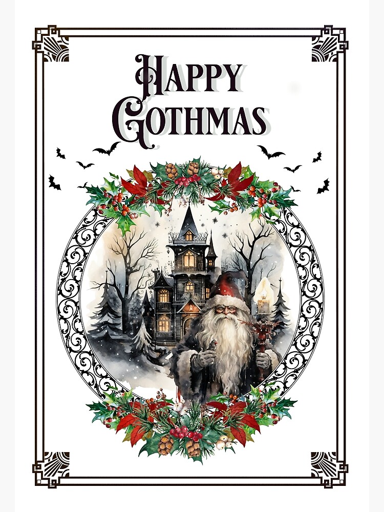 "Gothic Horror Christmas Card. Bad Santa. Happy Gothmas" Greeting Card ...