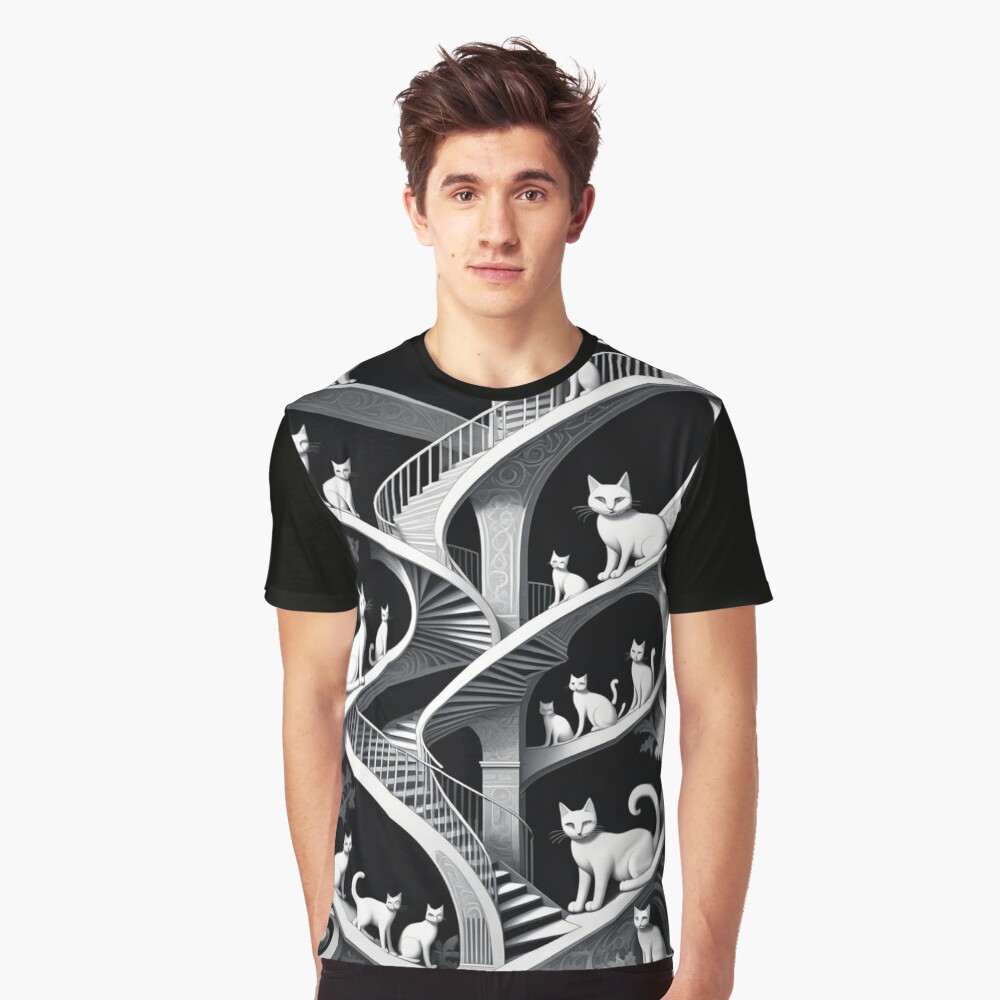 "Escher's Optical Illusion and Endless Walls and Stairs with Cats ...