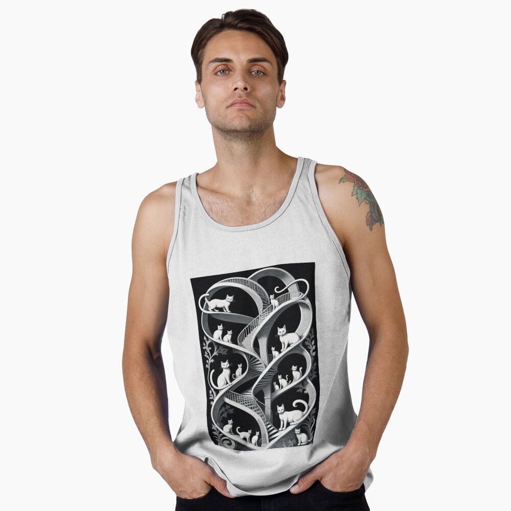 "Escher's Optical Illusion and Endless Walls and Stairs with Cats ...