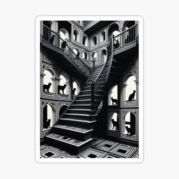 "Escher's Optical Illusion and Endless Walls and Stairs with Cats ...