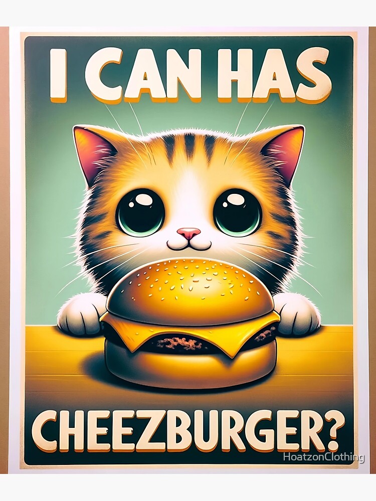 "I Can Has Cheezburger?' Cat Meme Design" Sticker for Sale by ...