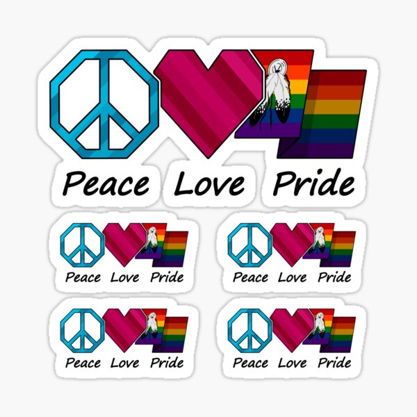 Pegatina for Sale con la obra «Diseño de Paz, Amor y Orgullo en los ...