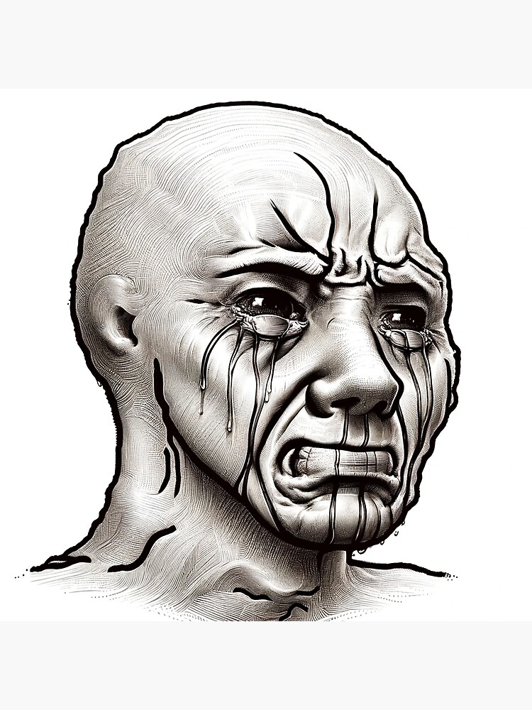 "Crying Wojak Meme" Sticker for Sale by artvia | Redbubble