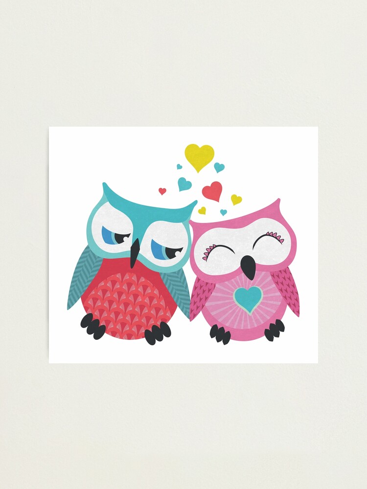 Lámina fotográfica «Linda pareja de búho con corazones» de Fuchs-und ...