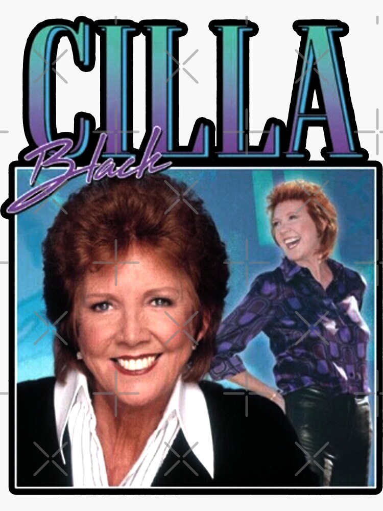 "Cilla Black Homage Funny UK TV Legend 80's 90's Retro" Sticker for ...