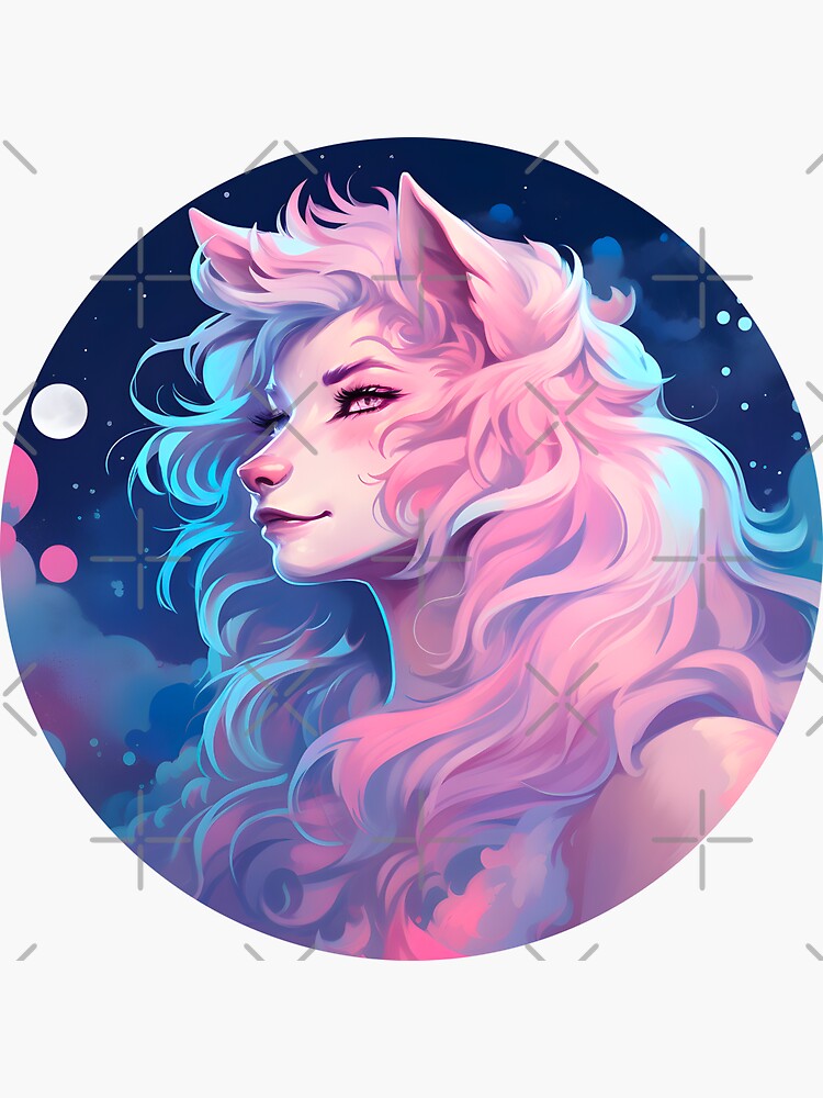 "Subtle Trans Pride Moonlit Wolf Woman" Sticker for Sale by ...