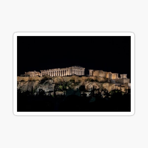 "Parthenon at Night, Acropolis, Athens, Greece" Sticker for Sale by ...