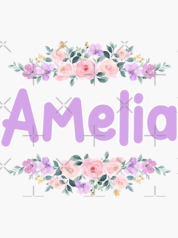 "Purple Flower Amelia Name Label" Sticker for Sale by NormadWorld ...