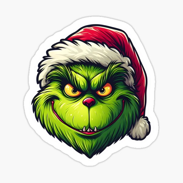 "Grinch Face, Santa Christmas Grinch Sticker Lovely" Sticker for Sale ...