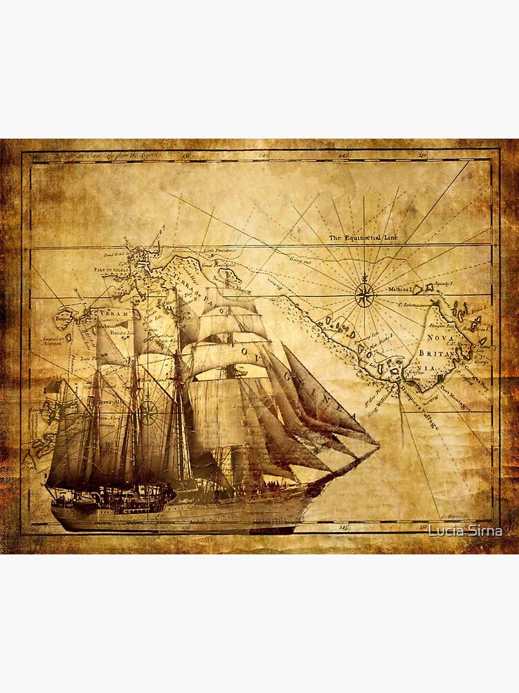 "Vintage ship map" Sticker by AyaneArt | Redbubble